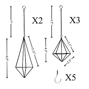 SZRUIZFZ Tillandsia Air Plant Holder Black Geometric Hanging Air Plant Holders Unique for Wall Decor Xerographica Air Plant Hanger for Indoor Decor Himmeli Geometric Decor (5Pcs)