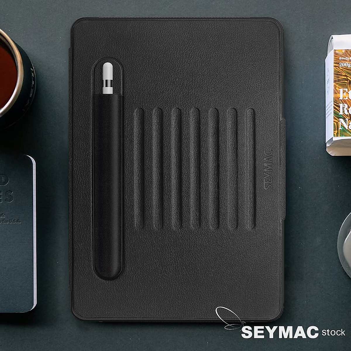 SEYMAC stock Case for iPad 9th/8th/7th Generation 10.2'', Strong Magnetic Auto Sleep Shockproof Case with Absorbing Multi-Angles Stand, Pen Holder, Card Slot (Black)