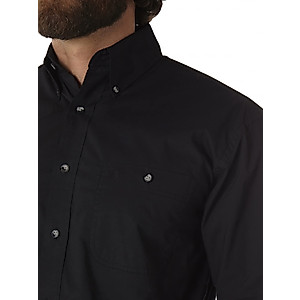 Wrangler Men's Western George Strait One Pocket Button Long Sleeve Woven Shirt,Flat Black,XXL