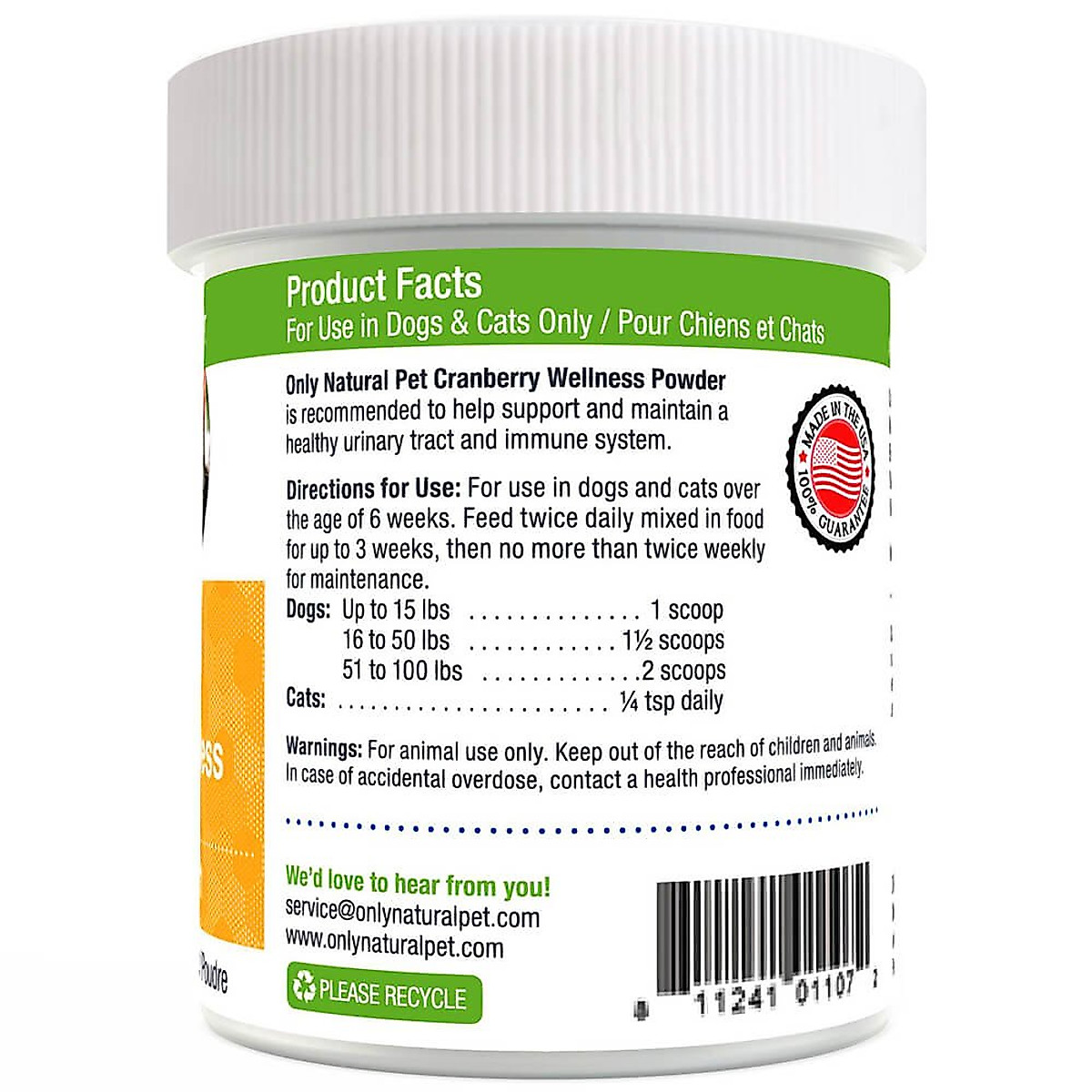 Only Natural Pet Cranberry Wellness Antioxidant Powder for Dogs and Cats - Nutritional Berry Powder Supplement for Urinary Tract Health with Vitamin C - 110 Servings