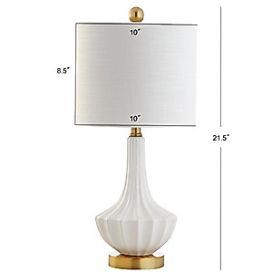 JONATHAN Y JYL1030A Parker 21.5" Ceramic Mini LED Table Lamp, Modern, Contemporary, Elegant, Office, Living Room, Family Room, Dining Room, Bedroom, Hallway, Foyer, Brass/White