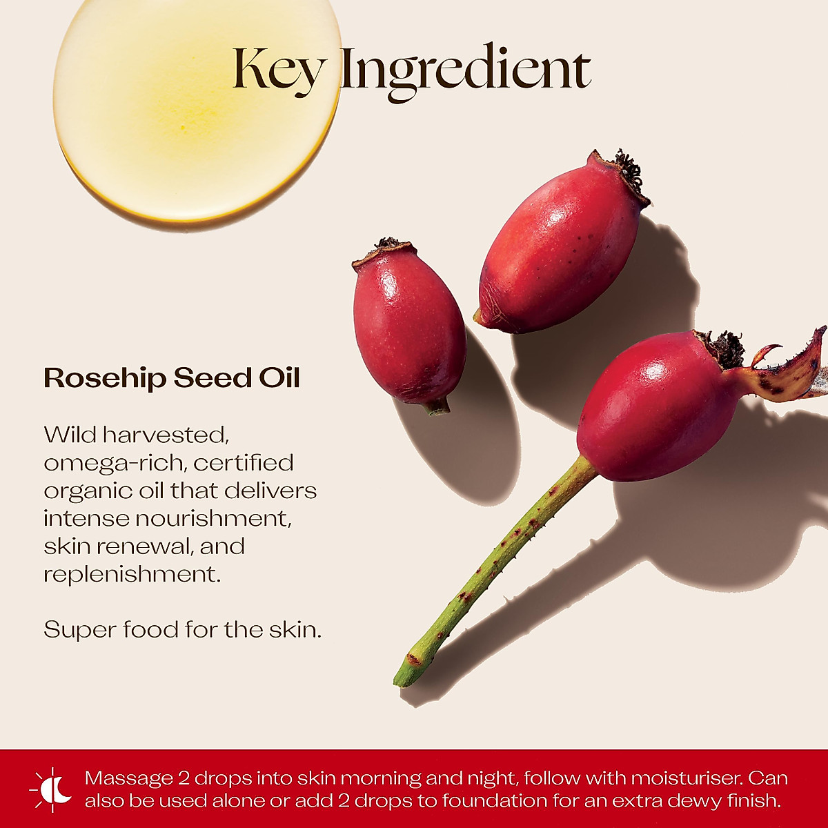 Trilogy Certified Organic Rosehip Oil - Pure Rosehip Oil Reduces the Appearance of Wrinkles, Scars, Stretchmarks and Evens Skin Tone, 0.67 oz (20ml)(Pack of 1)