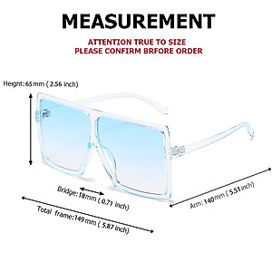 ENSARJOE Square Oversized Sunglasses for Women Men Flat Top Fashion ShadesUV Protection