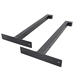 OVOV 2 Pcs Steel Heavy Duty Shelf Brackets Wall Mounted Industrial Metal Shelf Supports Matte Black 12 Inches