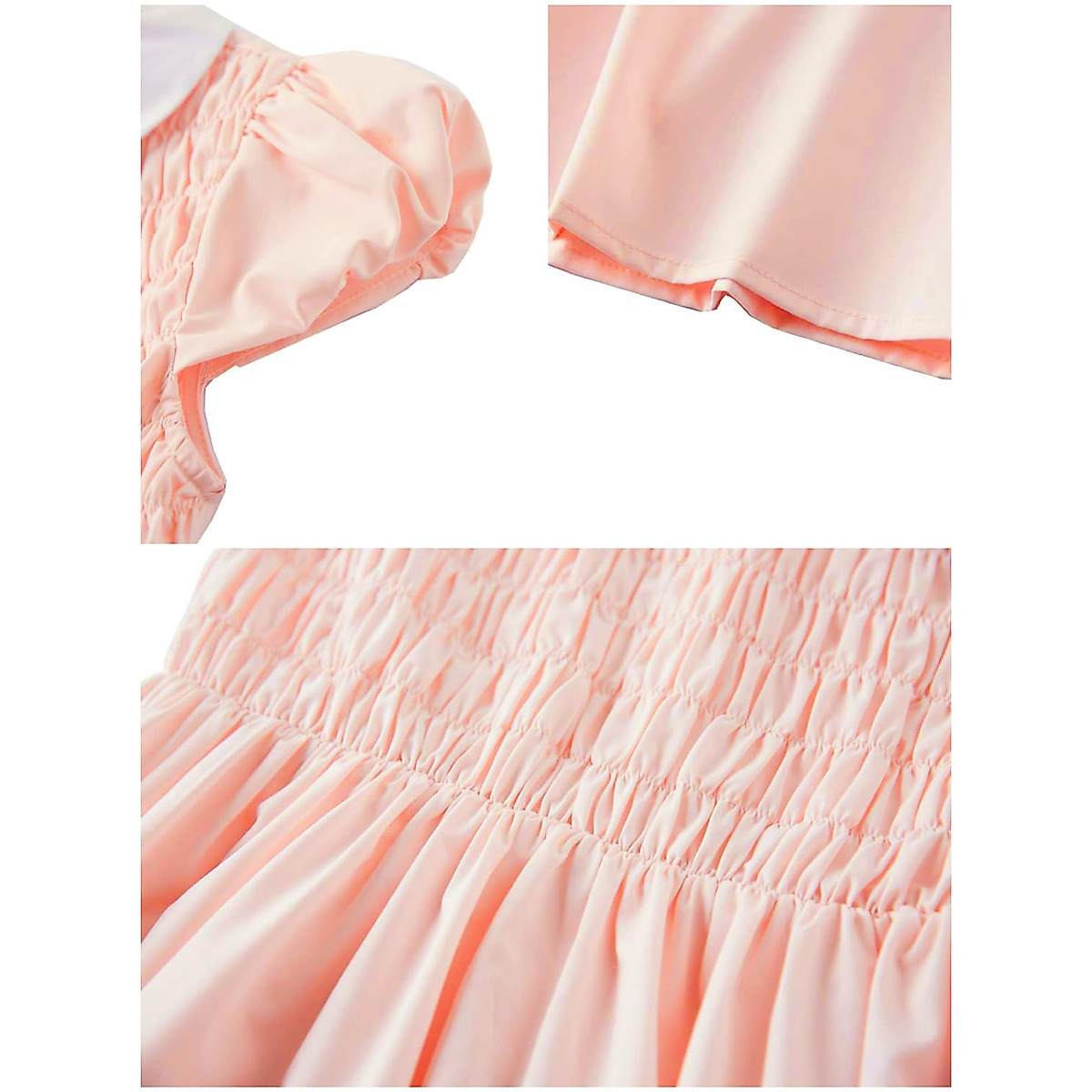 Oulooy Women's Pure Pink Peter Pan Collar Summer Dresses For Women 2023 Short Sleeve, X-Large