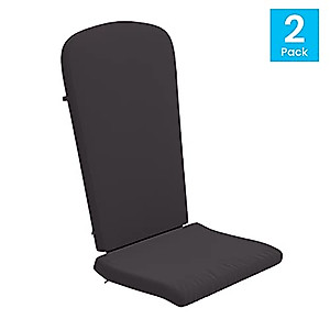 Flash Furniture Charlestown Set of 2 All Weather Indoor/Outdoor High Back Adirondack Chair, Patio Furniture Replacement Cushions, Gray