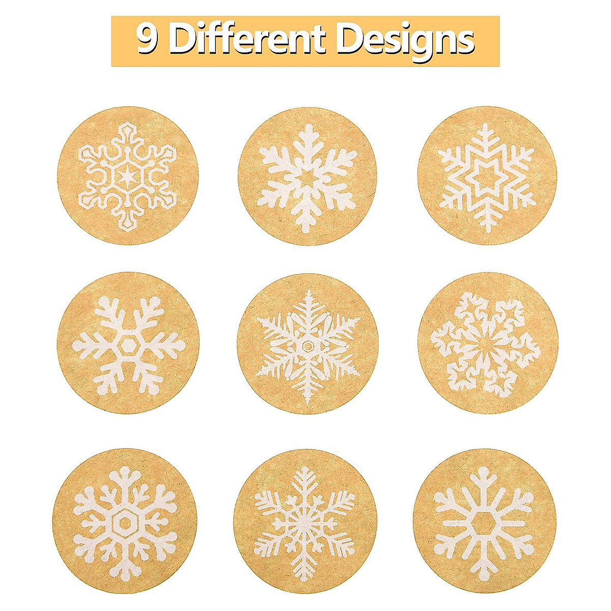 Snowflake Label Stickers Happy New Year Stickers Thank You Seal Stickers Valentine's Day Stickers Inspirational Quote Stickers (White Snowflakes, 500 Pieces)