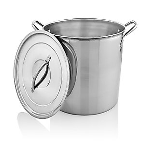 MARBELLA 12 Quart Stainless Steel Stockpot with Lid Food Grade Heavy Duty Multipurpose Stock Pot for Stew, Simmering, Soup Pot, Gas and Dishwasher Safe Rust Free Cookware Silver