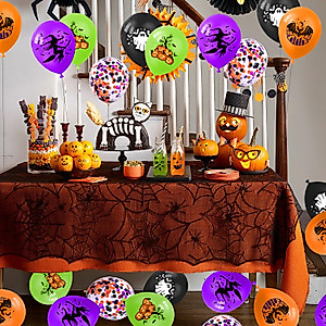 KORHONEN Halloween Balloon, 60Pcs Halloween Party Decorations 12Inch Purple Orange Green Black Confetti Latex Balloons for Halloween Party Supplies