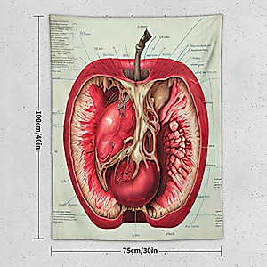 Joint Gou Color Anatomy Tapestry Human Internal Organs Tapestry Red Toxic Apple Tapestry Wall Hanging for Bedroom Living Room Dorm 30"x40"