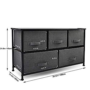 CERBIOR Wide Drawer Dresser Storage Organizer Closet Shelves, Sturdy Steel Frame Wood Top with Easy Pull Fabric Bins for Clothing, Blankets