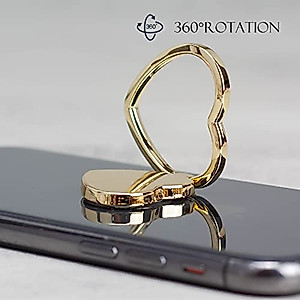 [2 Packs] Love Heart Shaped Glossy Finish Cell Phone Ring Holder Stand, 360 Degree Rotation Finger Ring Kickstand with Polished Metal Phone Grip for Magnetic Car Mount, Smartphone Accessories