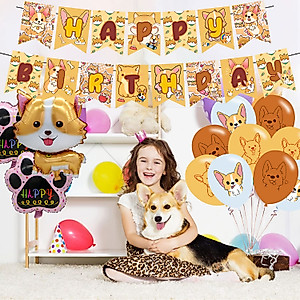 Corgi Party Decorations,Birthday Party Supplies For Corgi Dog Party Supplies Includes Banner - Cake Topper - 12 Cupcake Toppers - 18 Balloons -3 Corgi Foils Ballons