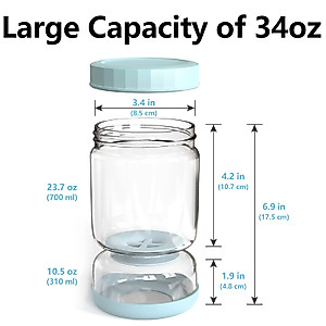 WhiteRhino Glass Pickle Jar with Strainer Flip,34oz Pickle Flip Jar Glass,Pickle Juice Separator Jar Flip for Olives,Gherkins or Sliced Pickles,Leakproof Airtight Lids and Refrigerator Dishwasher Safe