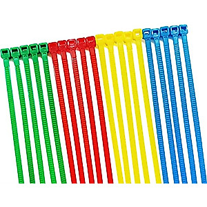 400Pcs Colored Zip Ties 4 Inch Cable Ties, 4/6/8 Inch Optional, Red Yellow Green Blue Small Zip Ties Set - 4 Inch