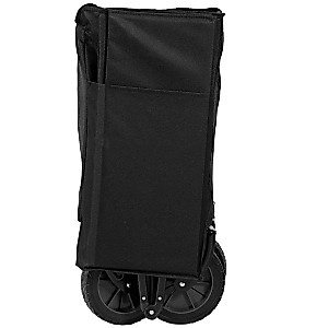 S AFSTAR Folding Wagon Cart, Collapsible Garden Wagon w/Adjustable Handle & Universal Wheels, Heavy Duty Folding Utility Cart for Agricultural Material Toy Grocery, Load Capacity up to 180Lbs (Black)