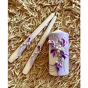 Magik Life Unity Candle Set for Wedding - Wedding décor Wedding Accessories - Candle Sets - 6 Inch Pillar and 2 10 Inch Tapers - Best Unity Candle