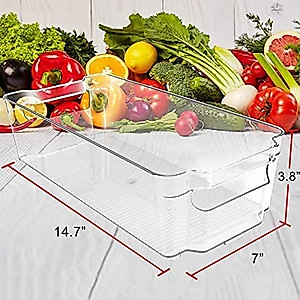 Greenco Refrigerator Organizer Bins, Stackable Fridge Organizer, Set of 8, Storage Containers with Durable Handles, Kitchen Organization Freezer, Pantry and Cabinets - BPA Free, Shatter Proof, Clear, Medium and Large