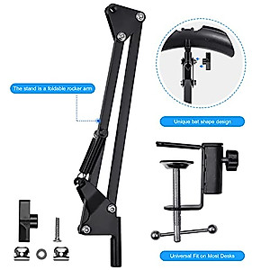 CLOOLC Headphone Stand for Desk - Adjustable Headphone Holder Desk - Space-Saving Headset Holder for Desk - Desk Headphone Hanger with 14in - Black