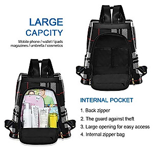 ALAZA Blackwhite And Red Tartan Plaid Scottish Backpack Purse with Adjustable Straps for Woman Ladies