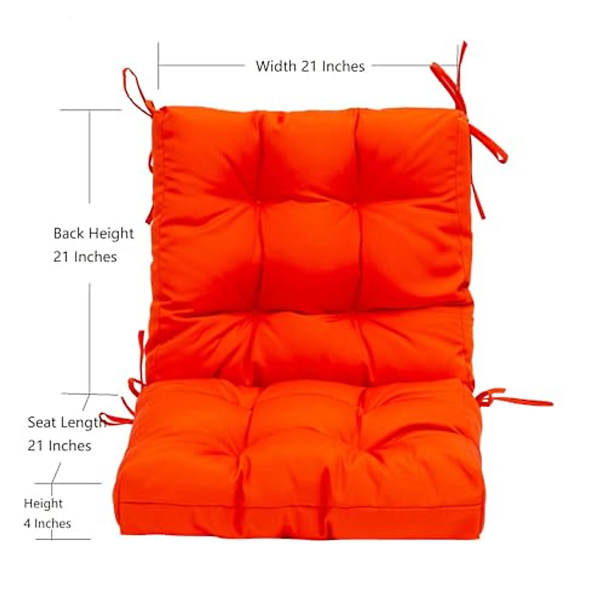 QILLOWAY Outdoor Seat/Back Chair Cushion Tufted Pillow, Spring/Summer Seasonal Replacement Cushions. (Orange)
