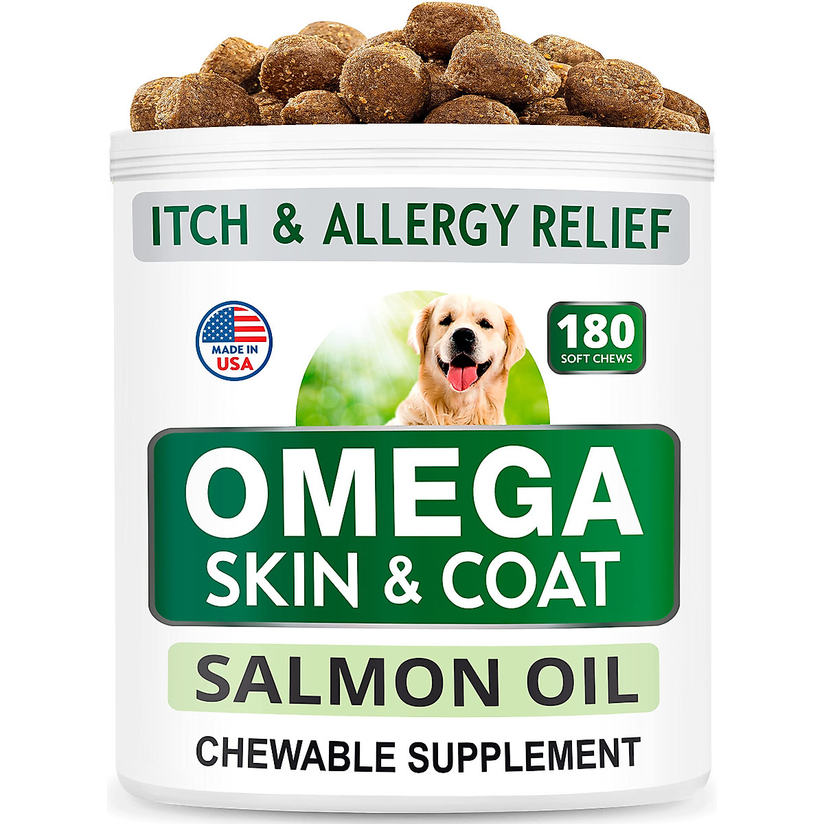 Omega 3 for Dogs + Dog Probiotics Chews Bundle - Itch Relief + Upset Stomach Relief - EPA & DHA Fatty Acids + Enzymes + Prebiotics - Joint Health + Improve Digestion - 120 + 180 Chews - Made in USA