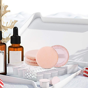 5x Powder Puff, Applicator Cotton Round Makeup Powder Sponge, Air Cushion Puff with Ribbon, Face Powder Puffs for Loose and Foundation,3.15 inch (Orange)