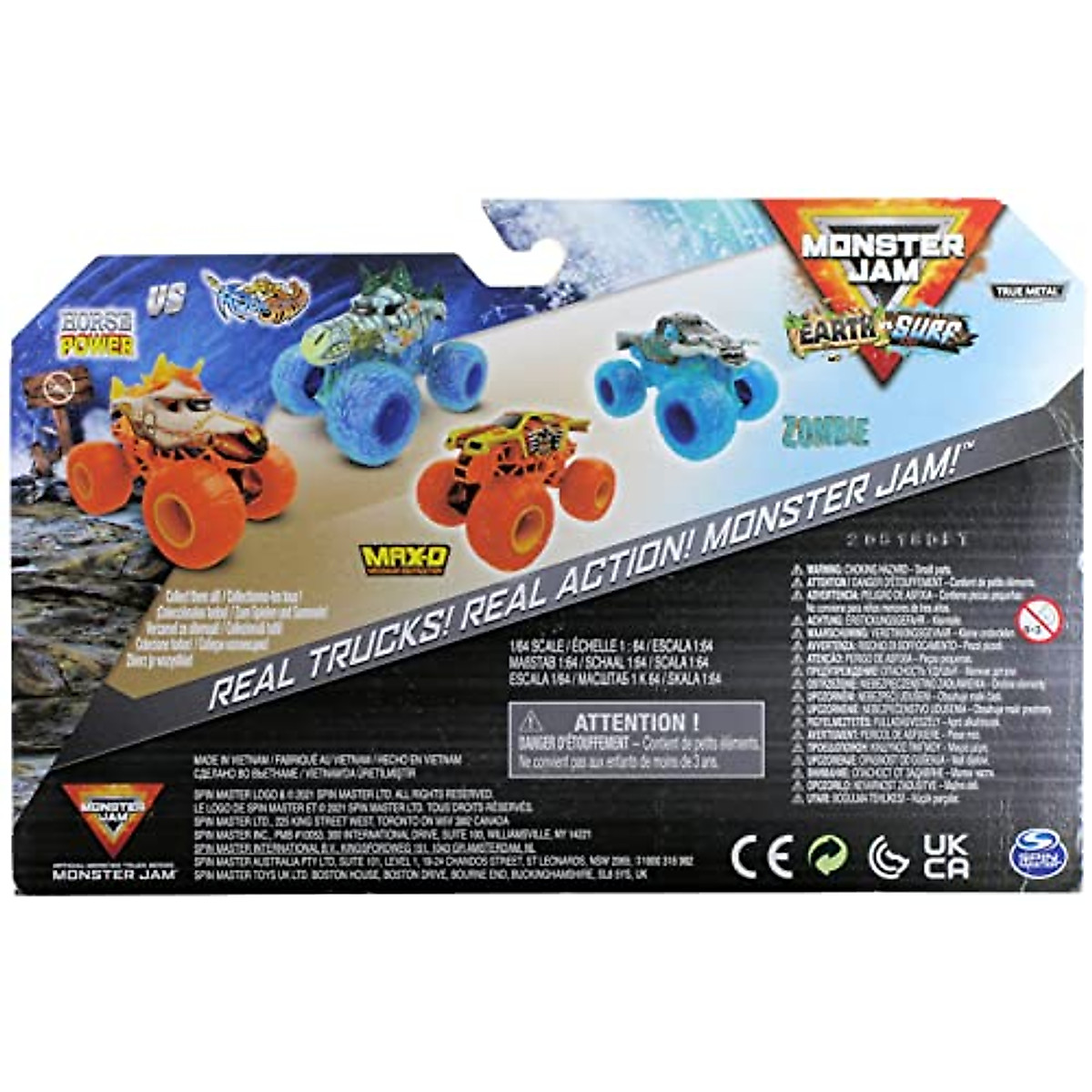 Monster Jam Earth vs Surf [Horse Power and Aqua Stallion] 1:64 Scale Double Pack