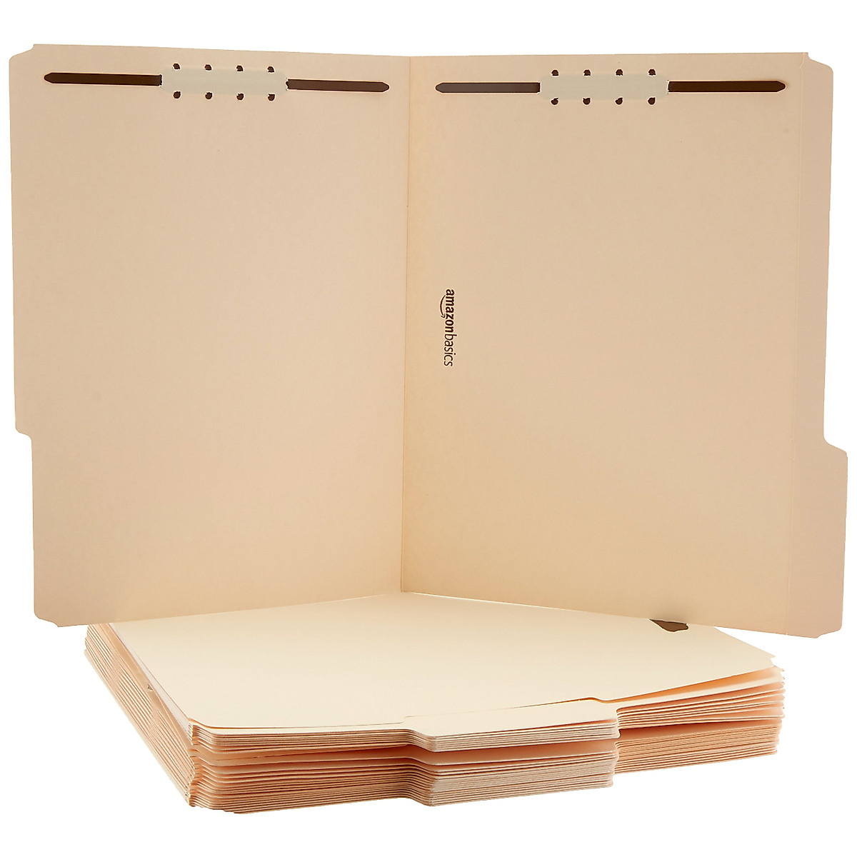 Amazon Basics Manila File Folders with Fasteners, Letter Size, 100-Pack, Light Brown