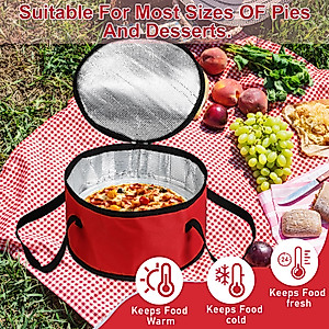 Pickmesh 12 Inch Pie Carrier with Lid Insulated Food Carrying Case Bag 12" Food Storage Containers with Lid and Handle Reusable Cooler Thermal Bag for Pies Cheesecake Pizza Picnic(Red,Classic)