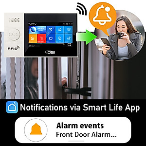 【OSI WIRELESS WIFI SMART HOME SECURITY DIY ALARM SYSTEM-14 PIECE (GEN 1)】DIY Home Wi-Fi Alarm Kit w/Motion detector,Notifications w/app,door/window sensor, siren,Compatible with Alexa,NO Monthly Fees