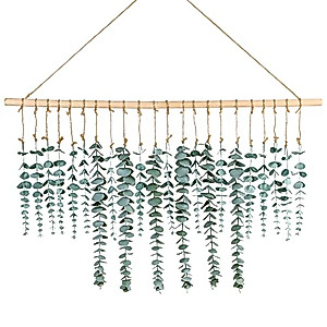 CEWOR Bathroom Decor Green Artificial Eucalyptus Wall Hanging Decor Fake Eucalyptus Leaves Greenery Farmhouse Rustic Wall Hanging for Wedding Bedroom Kitchen Nursery Party Boho Home Decor