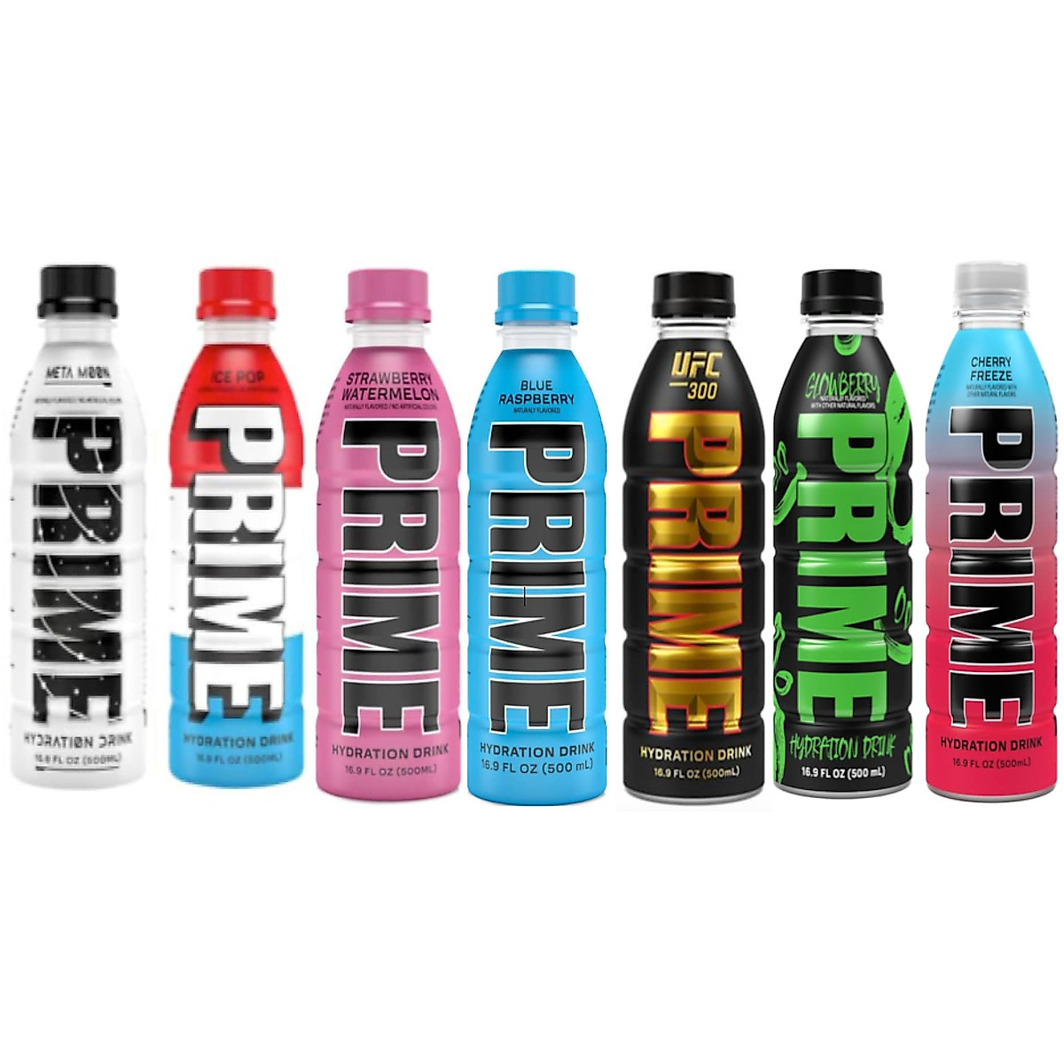 Prime Hydration Sports Drink Variety Pack - Energy Drink, Electrolyte Beverage - Lemon Lime, Tropical Punch, Orange, Grape, Ice Pop, Meta Moon, & Strawberry Watermelon - 16.9 Fl Oz (7 Pack - 7 Flavors)