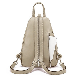 AMELIE GALANTI PU Leather Small Backpack Purse for Women,Small Crossbody Sling Bag Multipurpose Chest Bag for Women Cycling (Beige-1)