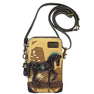 Chala Handbags Safari Horse Cellphone Crossbody Handbag - Convertible Strap Horse Lover
