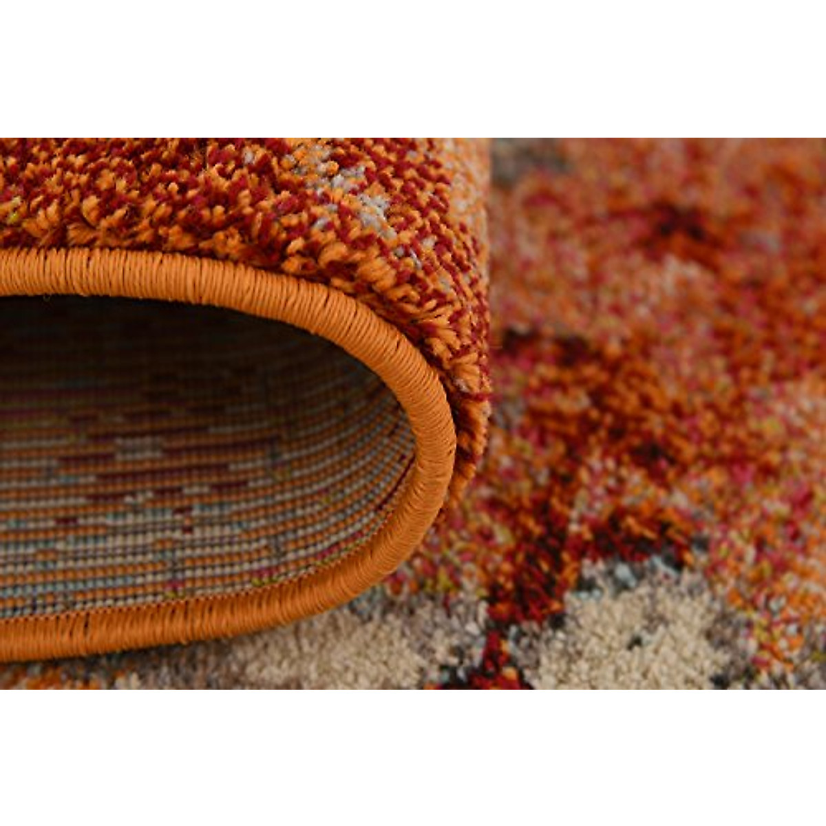 Unique Loom Estrella Collection Modern, Abstract, Light Colors, Distressed Area Rug, 5 ft x 8 ft, Orange/Beige