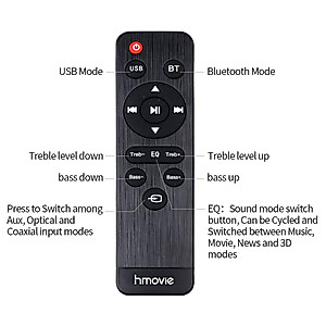 hmovie Sound Bar, 3D Surround Sound for Home Theater