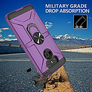 GAMEMIUZ LG G6 Case, LG G6 Case with [3X Tempered Glass Screen Protector], Built-in Ring Kickstand and Magnetic Car Mount Shockproof Dropproof Military Grade Armor Rugged Case for LG G6 - Purple