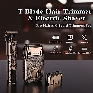 Ufree Gifts for him T Liner Trimmer & Electric Razor for Men Zero Gapped Beard Trimmer, Barber Liners Clipper Bald Shavers with 4 Guards & 2 Foil Heads