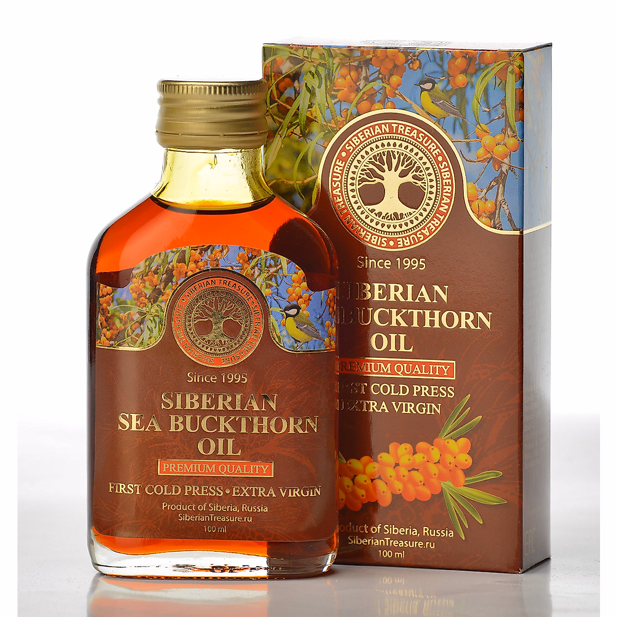 Siberian Sea Buckthorn Oil 100 Ml, Premium Quality, Natural, First Cold Press - 3.4 Fl Oz