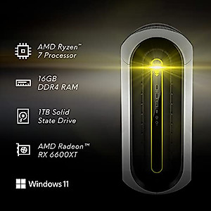 Alienware Aurora R10 Gaming Desktop - AMD Ryzen 7 5800, 16GB DDR4 RAM, 1TB SSD, AMD Radeon RX 6600XT 8GB GDDR6, Killer Wi-Fi 6, Liquid Cooling, Windows 11 Home - Black
