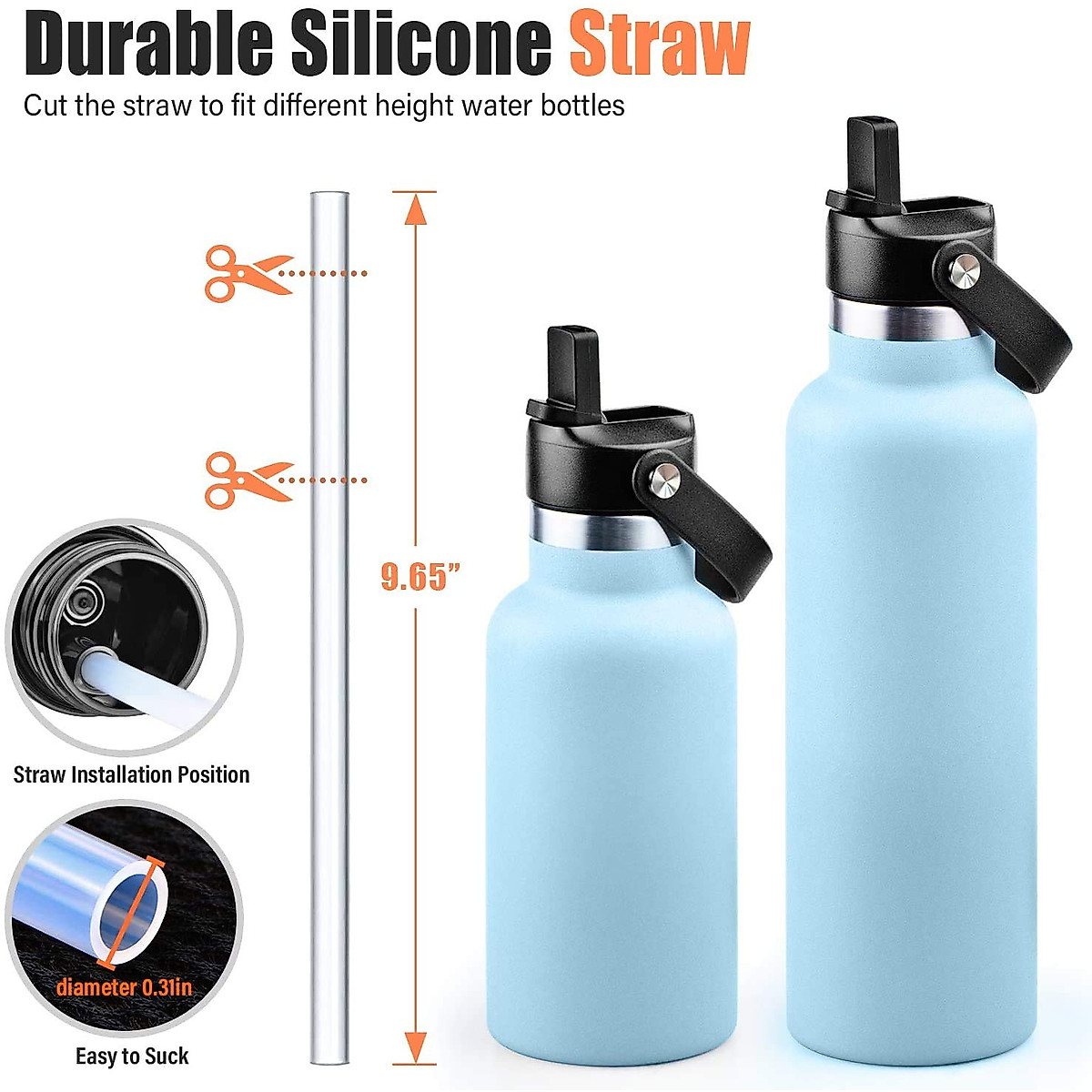 ShunDee Straw Lid for Hydro Flask Standard Mouth Bottle & Simple Modern Ascent with Straws and Brushes,Sports Straw Cap Flip Top Lid (1 Pack) (Patented)