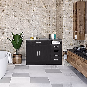 Black Bathroom Cabinet Bathroom Organizer Countertop Cabinet Organizer, Kitchen Cabinet Pantry Organizers and Storage Accent Buffet Sideboard for Living Room and Kitchen 41.34"L x 15.75"W x 29.13"H