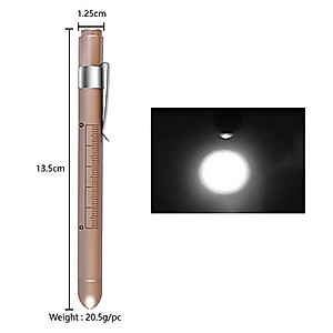 ALMOCN Pen Light,Nurse Medical Reusable LED Penlight White Light with Pupil Gauge and Ruler (Gold)