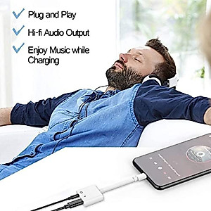 [Apple MFi Certified] Lightning to 3.5 mm Headphone Jack Adapter, 2 in 1 Lightning to 3.5mm AUX Audio + Charger Splitter Compatible with iPhone 13/12/11/XS/XR/X 8/ Support All iOS&Volume Control