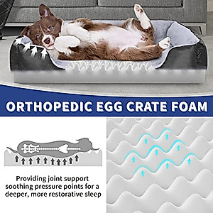 XueMi Orthopedic Dog Beds for Large Dogs, Washable Dog Beds with Soft Removable Cover, Waterproof Lining Medium Large Pet Dog Beds Couch with Non-Slip Bottom