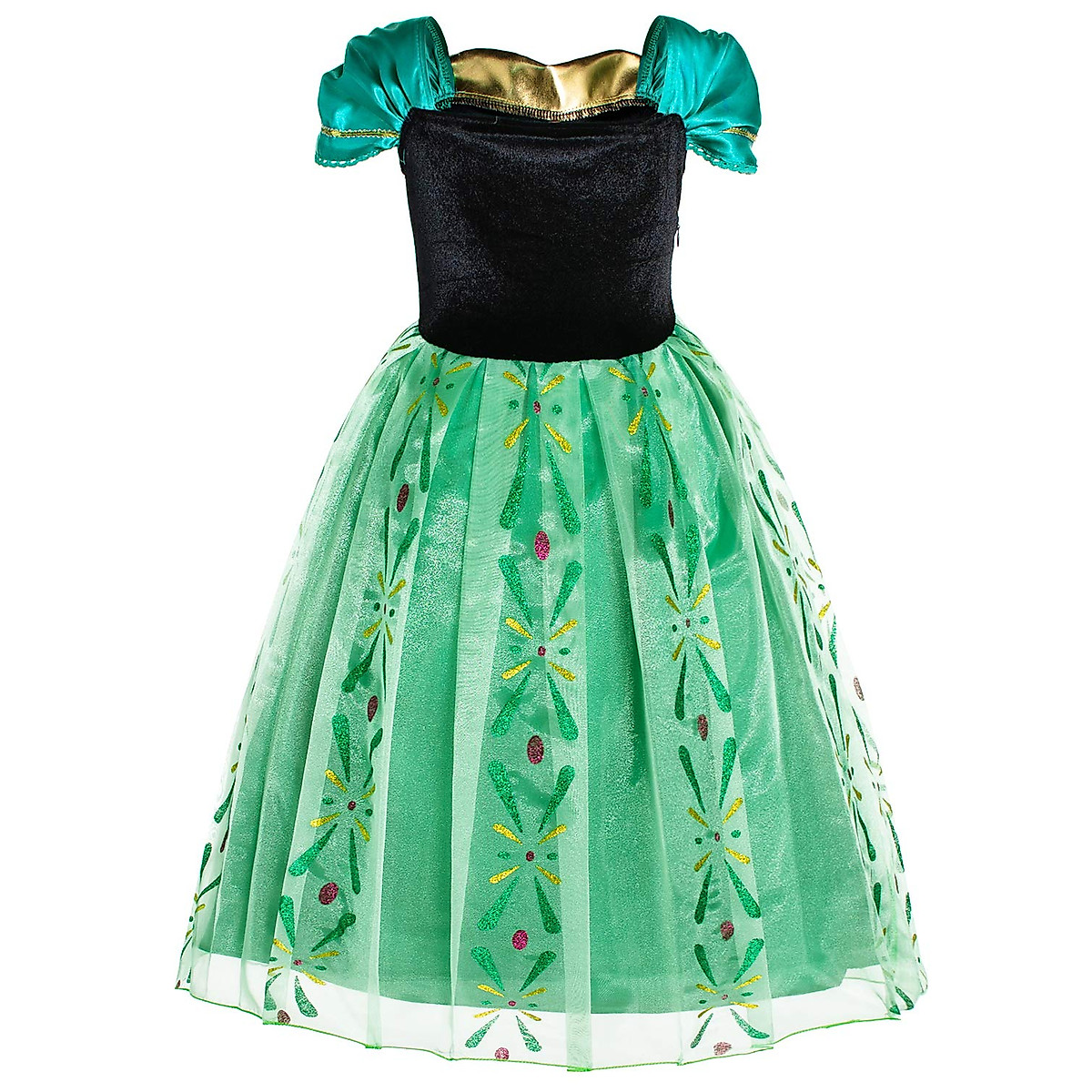 Party Chili Princess Costumes Birthday Party Fancy Dress Up for Little Girls with Wig,Crown,Mace,Gloves 5-6 Years (130)