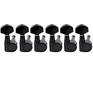 Musiclily Pro 6-in-line 15:1 Ratio 2-Pin Full Sealed Machine Heads Tuners Tuning Pegs Keys with Hex Button for SQ Strat Tele Style Electric Guitar, Black