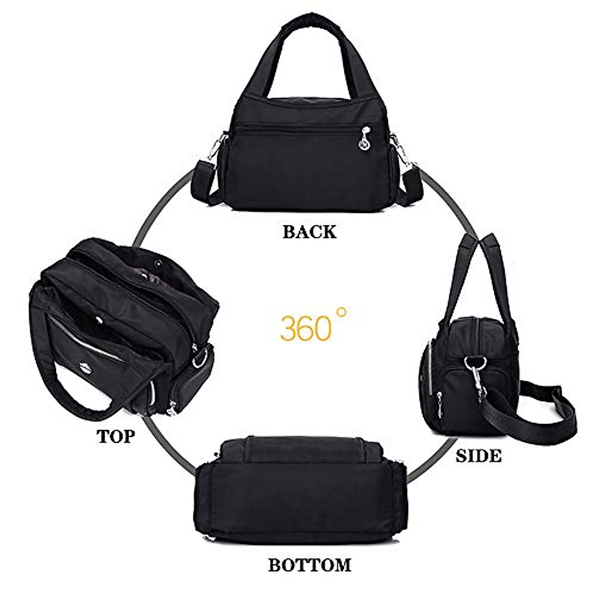 MINTEGRA Crossbody Bag for Women Waterproof Handbag Multi-Pocket Nylon Travel Shoulder Purse