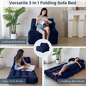 MAXYOYO Folding Sofa Bed, Convertible Sleeper Chair with Pilow Foldable Matress with Back Support, Portable Fold Out Chair Bed Comfy Floor Sofa Lounge for Living Room, Single